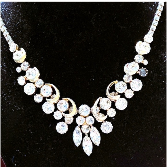 Kramar | Jewelry | Kramer Necklace Crystal Rhinestones Swirl Gold Tone ...